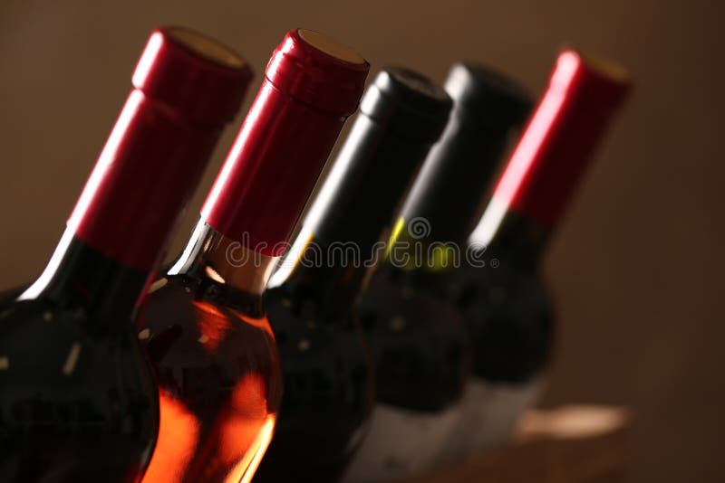 Bottles of Different Wines. Expensive Collection Stock Photo - Image of ...