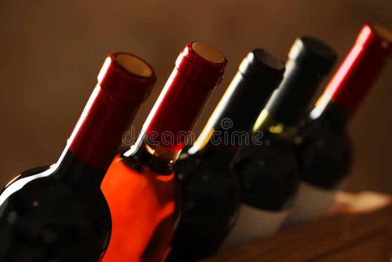 Bottles of Different Wines. Expensive Collection Stock Image - Image of ...