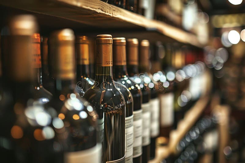 Bottles of Different Wines, Closeup. Expensive Collection Stock Image ...