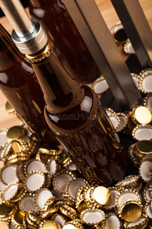 Bottles of Homemade Beer and Bottle Capping Machine Stock Image - Image ...