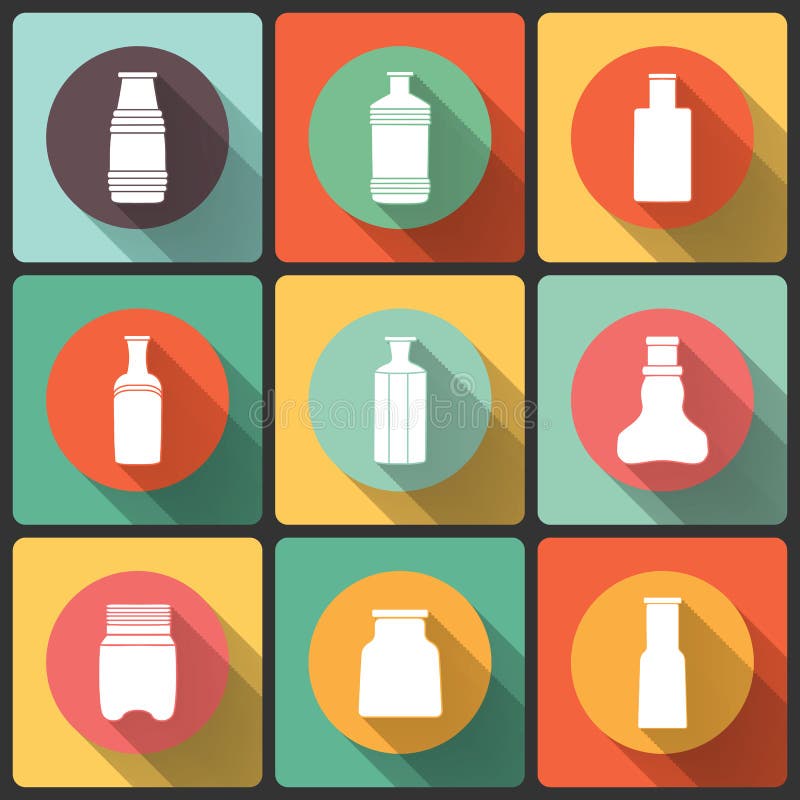 Bottles Icon Set in Flat Design, S Collection. Stock Illustration ...