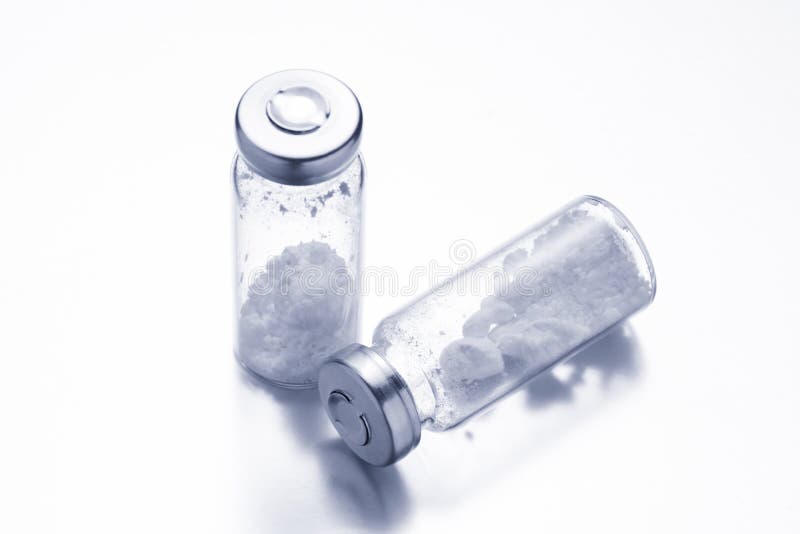 Bottles for Injection with White Powder on a White Background Stock ...