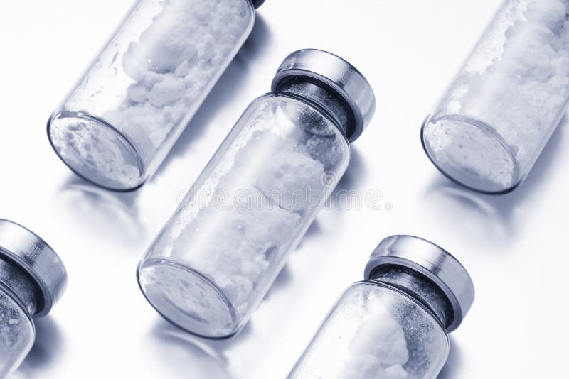 Bottles for Injection with White Powder on a White Background Stock ...