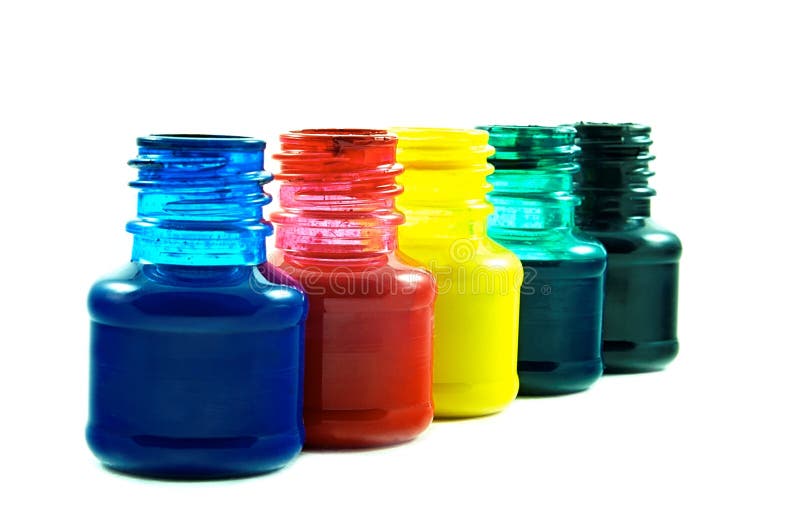Ink bottles stock photo. Image of color, paint, cyan - 12094722
