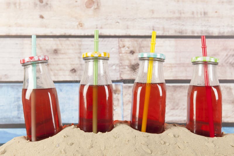 Bottles Lemonade at the Beach Stock Image - Image of summertime ...