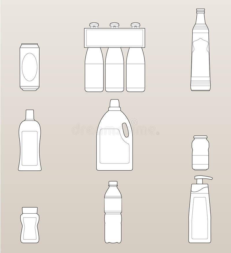 Bottles outline pack stock vector. Illustration of plastic - 10636702