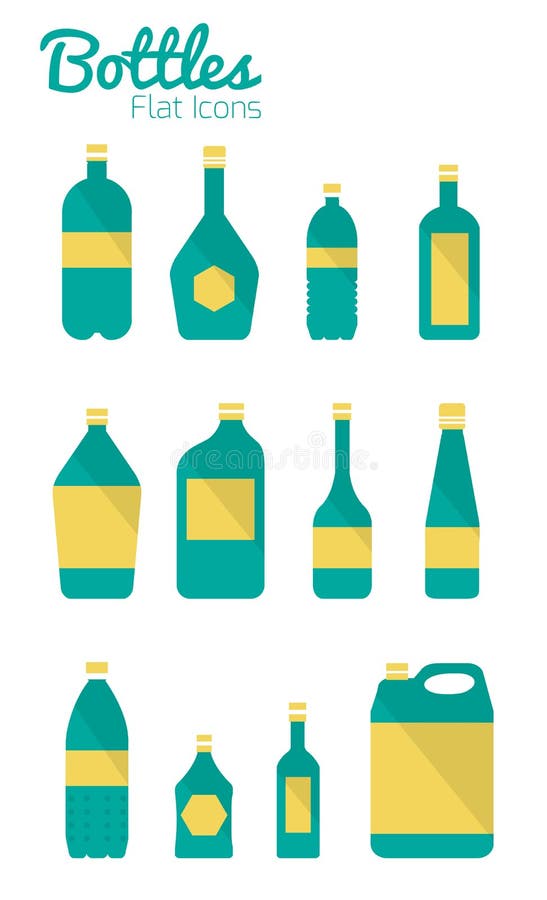Bottles and package Icons. stock vector. Illustration of packaging ...