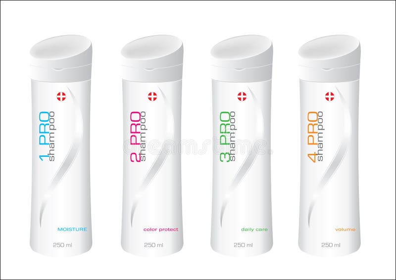 Bottles with Sample Labels for Shower Gel or Shampoo Stock Vector ...