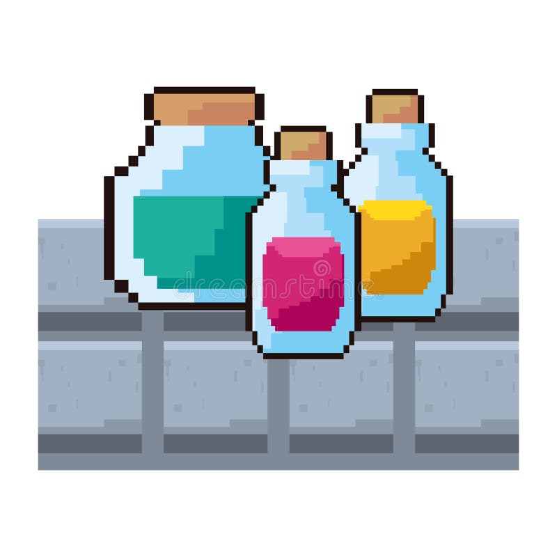Bottles Potion Level Video Game Stock Vector - Illustration of liquid ...