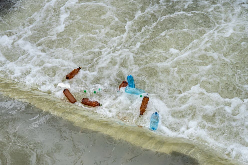 Bottles on River, Nature Pollution Series Stock Image - Image of trash ...