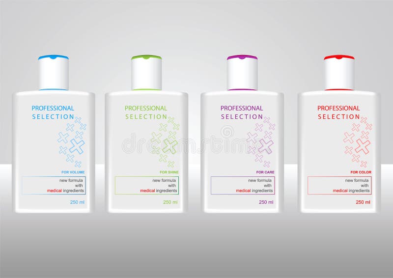 Bottles with Sample Labels for Shampoo Stock Vector - Illustration of ...