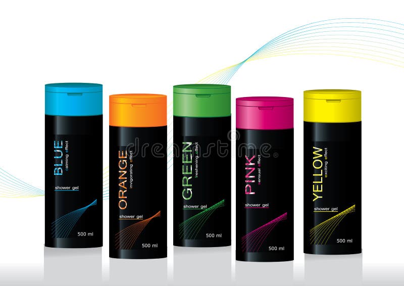 Bottles with Sample Labels for Shower Gel Stock Vector - Illustration ...