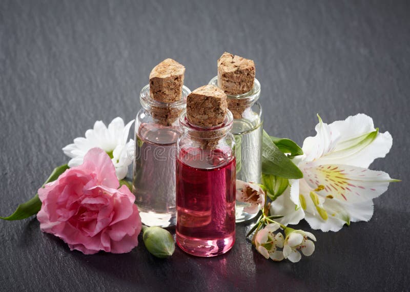 Bottles of Spa Essential Oils Stock Photo - Image of harmony, massage ...