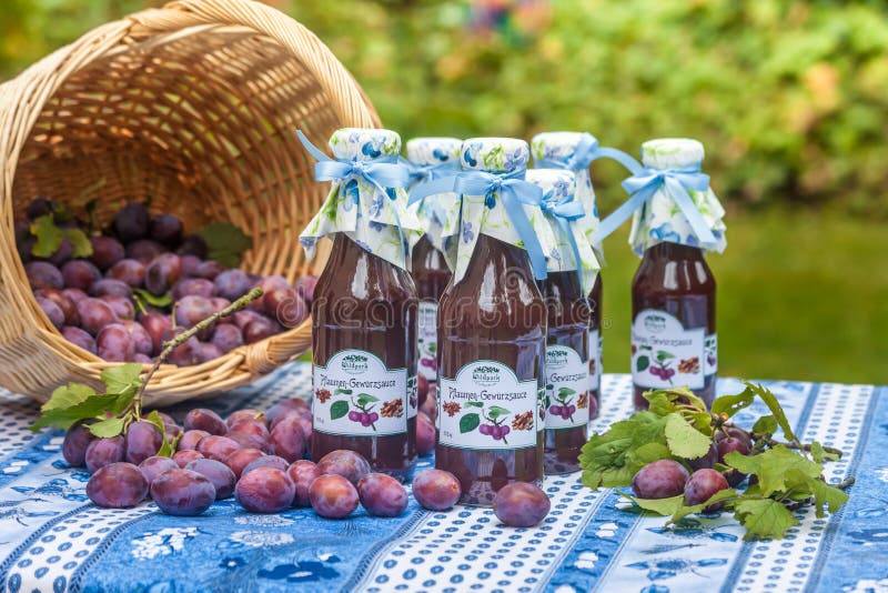 Bottles with Spicy Plum Sauce Stock Image - Image of hearty, plums ...