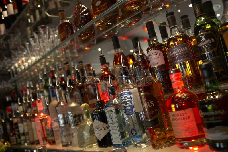BOTTLES of SPIRITS in COCKTAIL BAR Editorial Image - Image of drinking ...