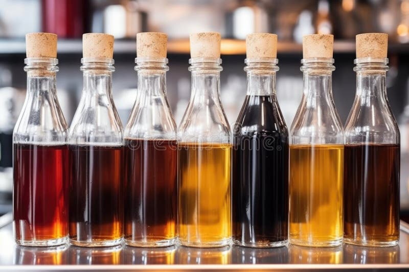 Bottles in Transparent Plastic, Showing Rich Coffee-colored Syrup Stock ...