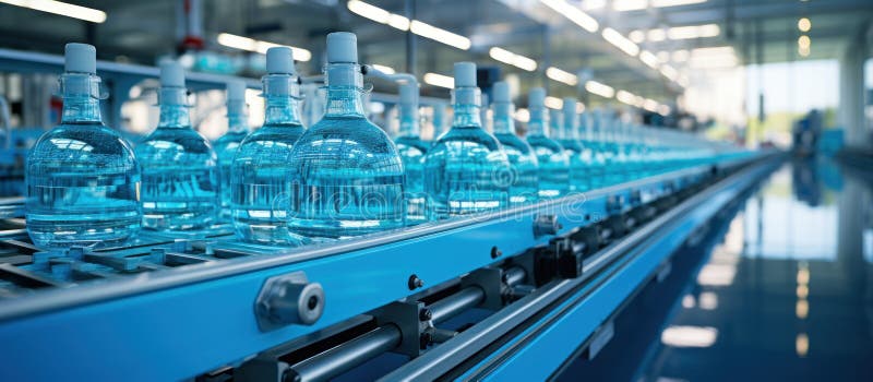 Bottles of Water on the Conveyor Belt in a Modern Factory Stock ...
