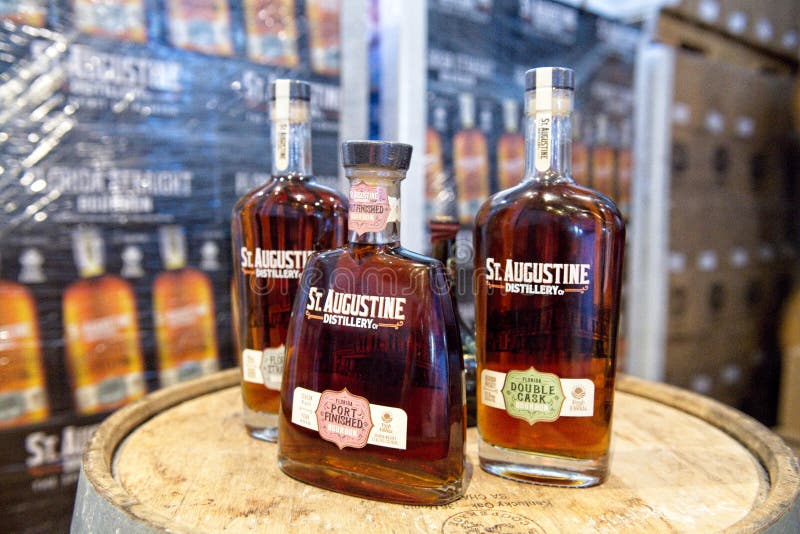 Bottles of Whiskey on Display at St. Augustine Distillery Editorial ...