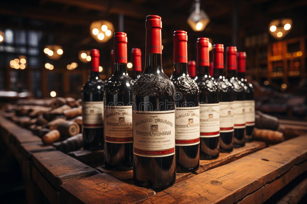 Bottles with Wine in Cellar ,wine Production Stock Illustration ...