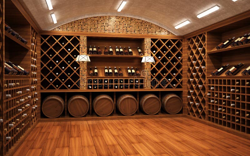 Bottles with Wine in a Modern Wine Vault Stock Photo - Image of ...
