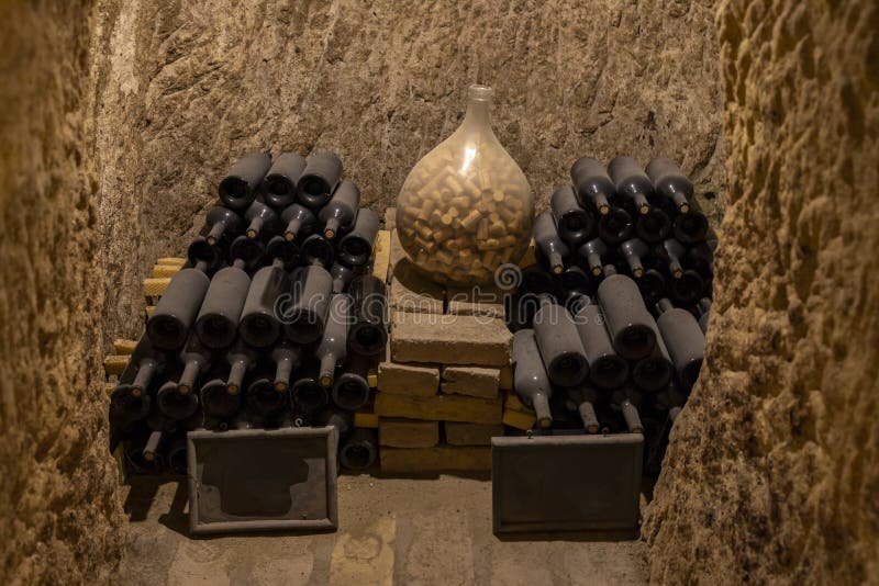 Bottles of Wine in Old Cellar in Center of Eger, Northern Hungary Stock ...
