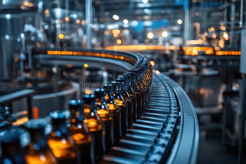 Bottling Automation, Efficient Bottle Flow on the Conveyor Belt Exudes ...