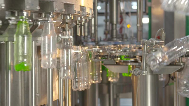 Bottling Lemonade at the Factory. Production of Beverages - Carbonated ...