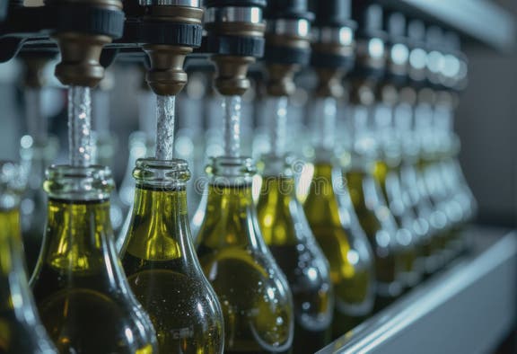 Bottling Line for Olive Oil Showcasing a Streamlined Packaging Process ...