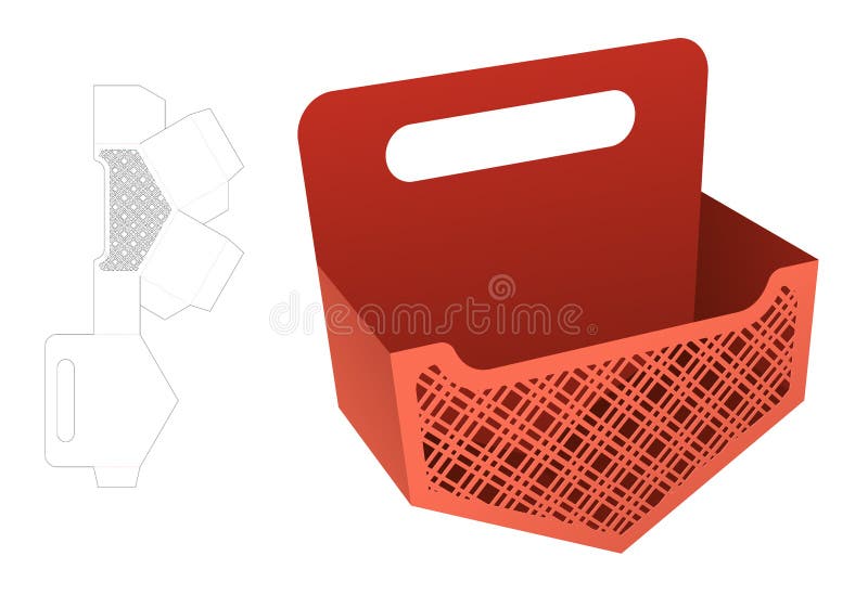 Bottom Angle Container with Handle and Stenciled Striped Pattern Die ...
