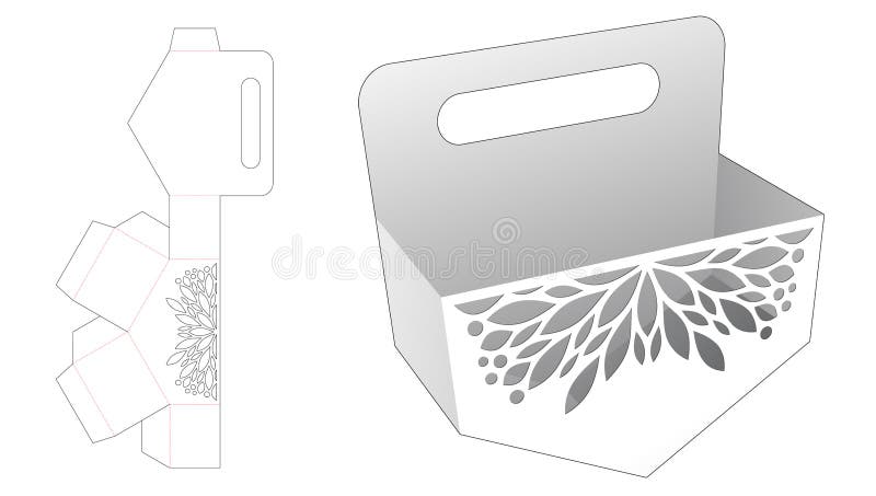 Bottom Angle Handle Box with Stenciled Mandala Die Cut Template Stock ...