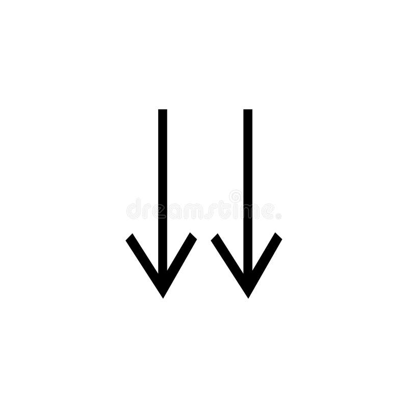 Bottom Arrows Outline Vector Icon. Thin Line Black Bottom Arrows Icon ...
