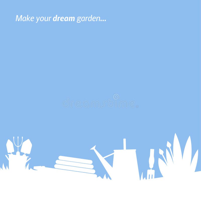 Bottom Border with Gardenning Tools and Plants for Site, Print and ...