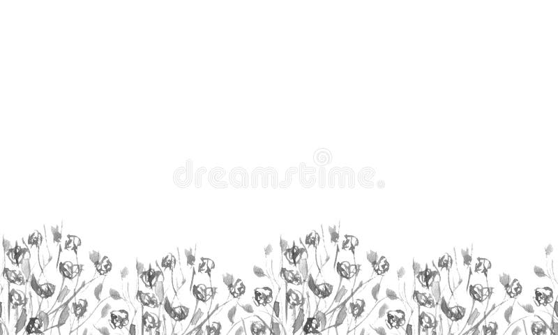 Bottom Border of Gray Wildflowers Stock Illustration - Illustration of ...