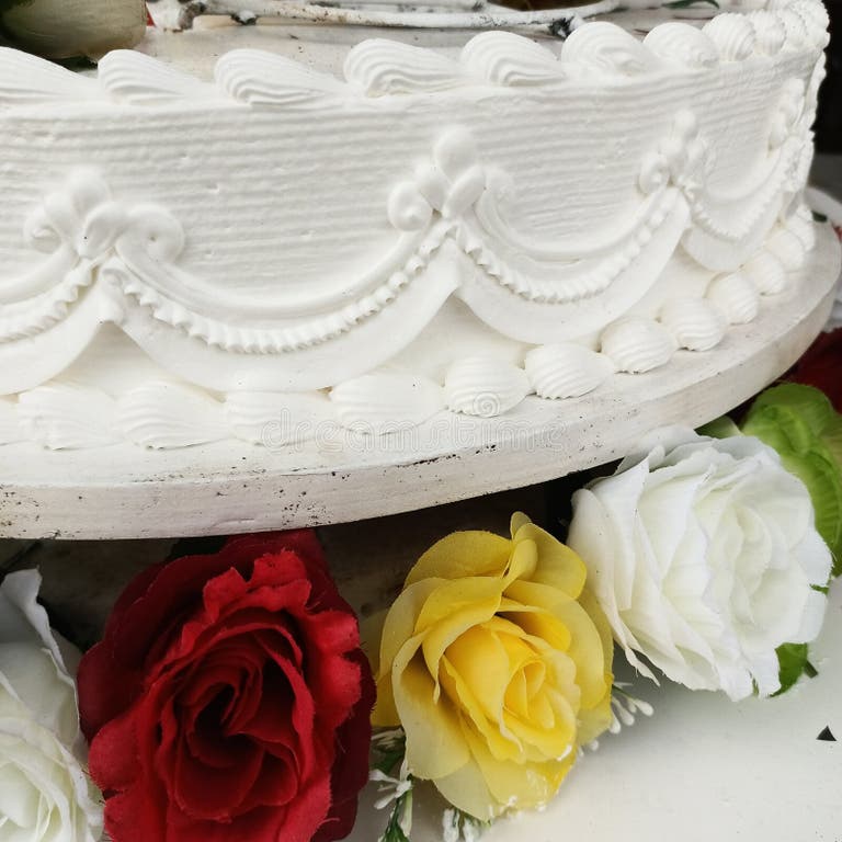 The Bottom Cake of a Wedding Cake Stock Image - Image of wedding ...
