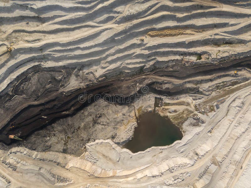 The Bottom of a Coal Pit with Multi-level Roads for Trucks Stock Image ...