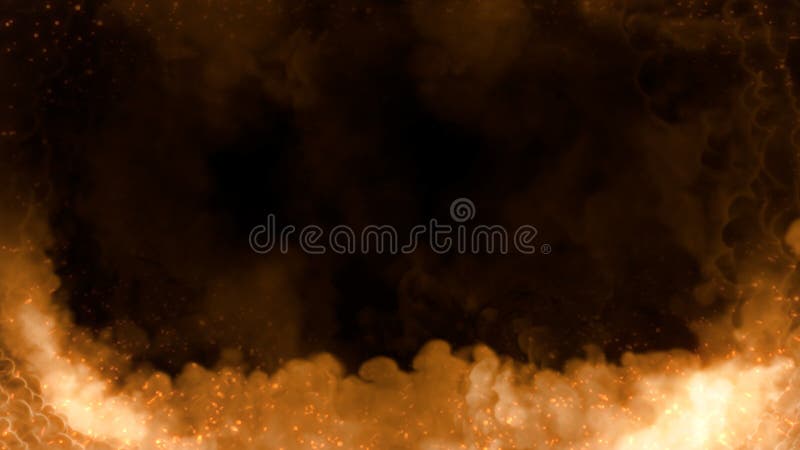 Bottom Content Frame of Blazing Clouds or Smoke with Sparks, Isolated ...