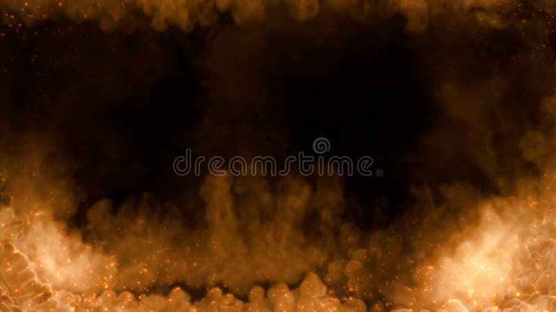 Bottom Content Frame of Burning Clouds or Smoke with Sparks, Isolated ...