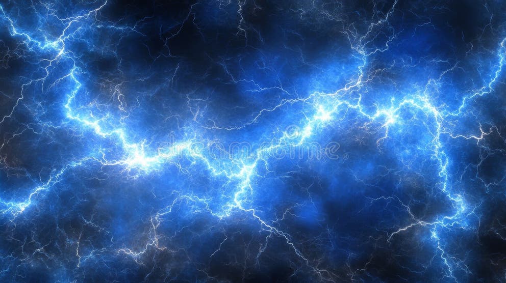 Bottom Frame Has Realistic Thunder Light and Blue Smoke Cloud. Wide ...