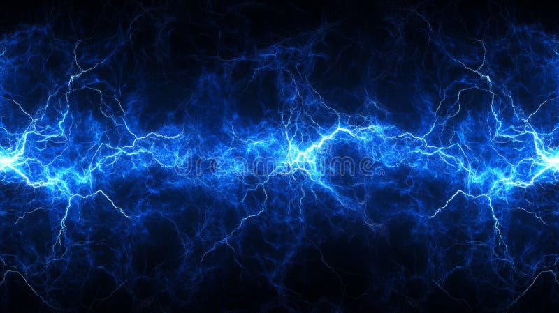 Bottom Frame: Realistic Lightning Light and Blue Smoke Cloud. Wide ...