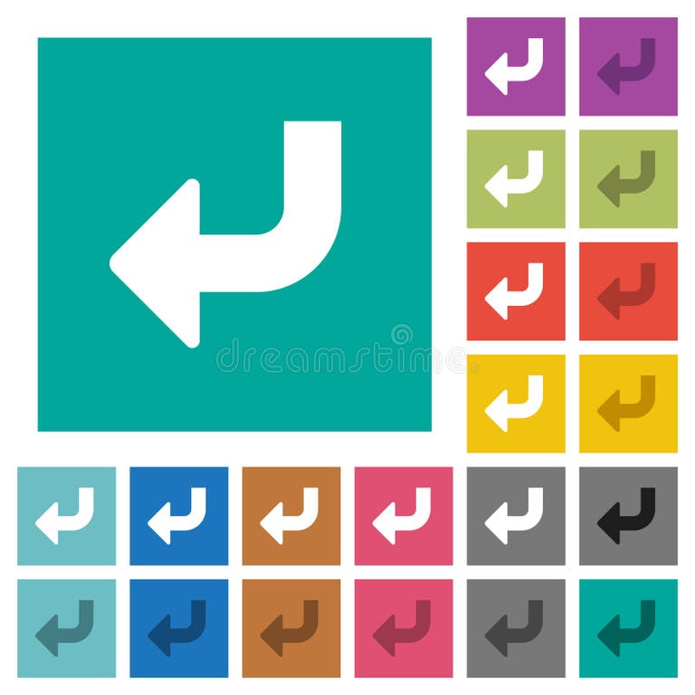 Bottom Left Side Turn Arrow Solid Square Flat Multi Colored Icons Stock ...