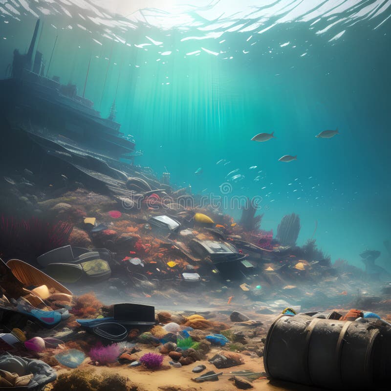 Bottom of the Ocean, Filled with Trash and Plastic Waste Pollution ...