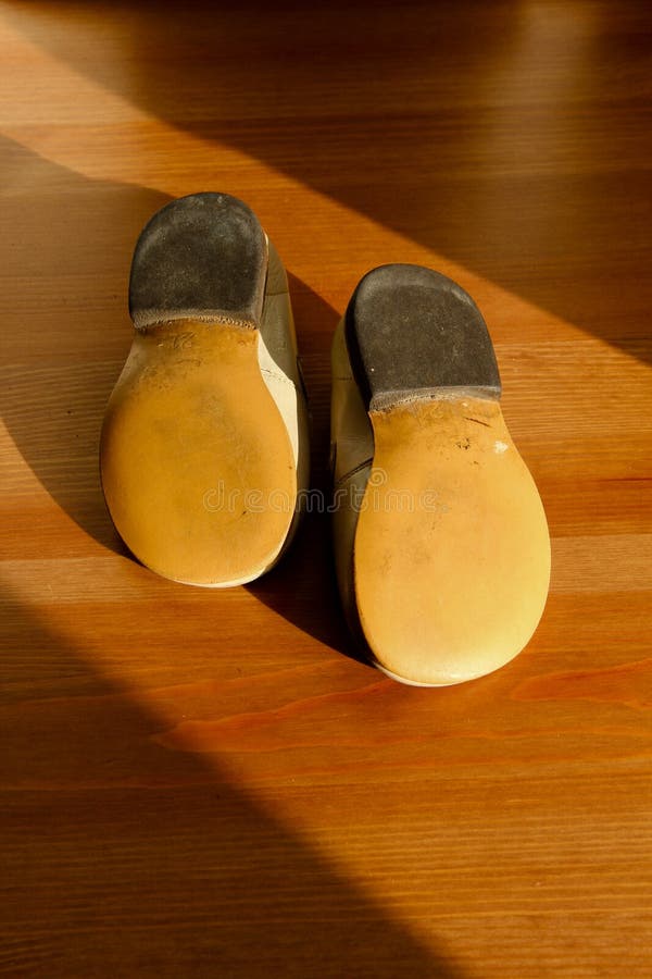 Bottom of Old Pair of Child Shoes Stock Image - Image of aged, shadows ...