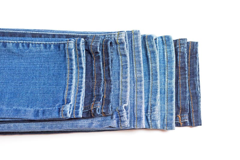 Bottom Part of Blue Jeans. Isolated on White. Stock Image - Image of ...