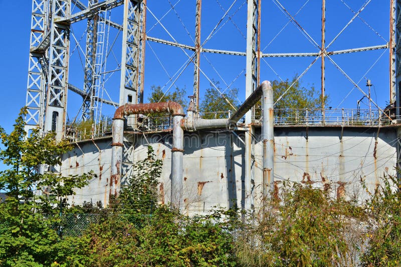 The Bottom of a Gas Holder, Gas Container Structure in England Stock ...