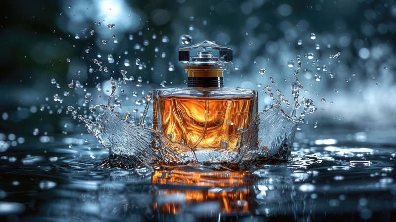 Bottom of a Perfume Bottle with Liquid Splash, Luxury Fragrance ...