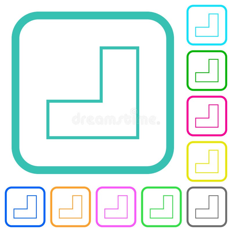 Bottom Right Angle Arrow Outline Vivid Colored Flat Icons Stock Vector ...