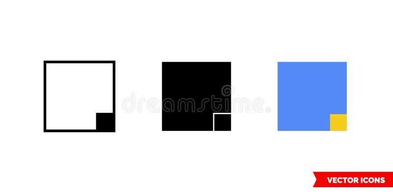 Bottom Right Corner Icon of 3 Types Color, Black and White, Outline ...