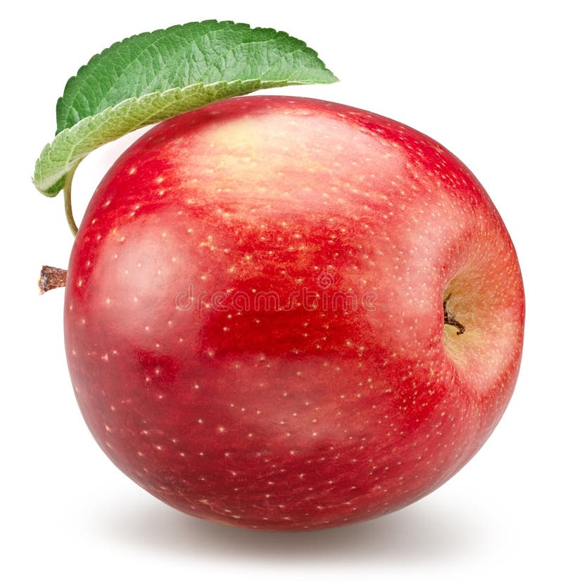 Ripe Red Apple with a Leaf. Stock Image - Image of green, sweet: 16354471