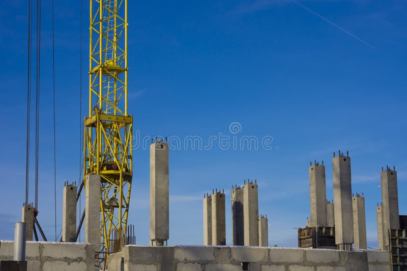 Bottom of Tower Crane on Construction Site Stock Photo - Image of ...