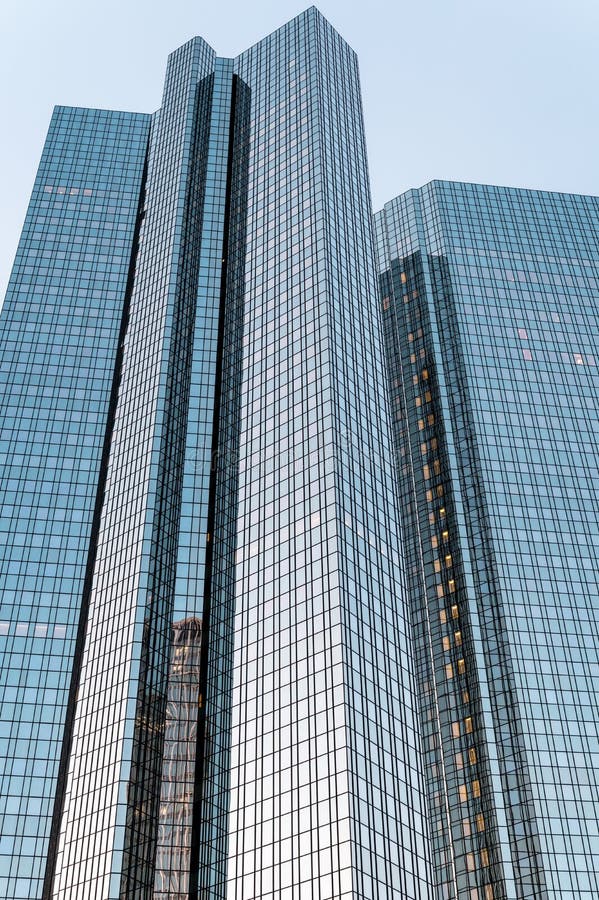 Vertical View of a Skyscraper in Frankfurt Downtown, Germany Stock ...